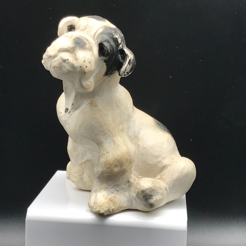 Vintage Jan Allan Chalkware Bulldog, White With Black Markings, Puppy ...