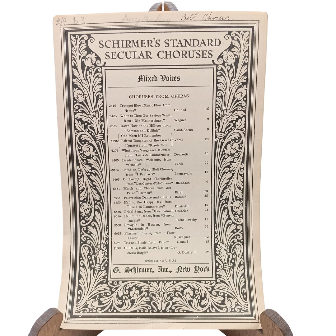 Antique Sheet Music, Bell Chorus Come on Lets Go by Leoncavallo Secular ...