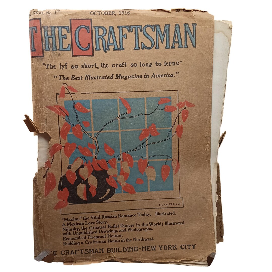 Vintage 1916 the Craftsman Magazine October Issue Gustav Stickley ...