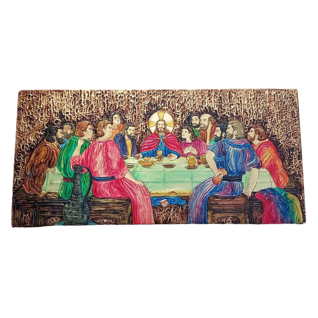 Vintage the Last Supper Hand-painted Hammered Copper Wall Art 30.25 X ...