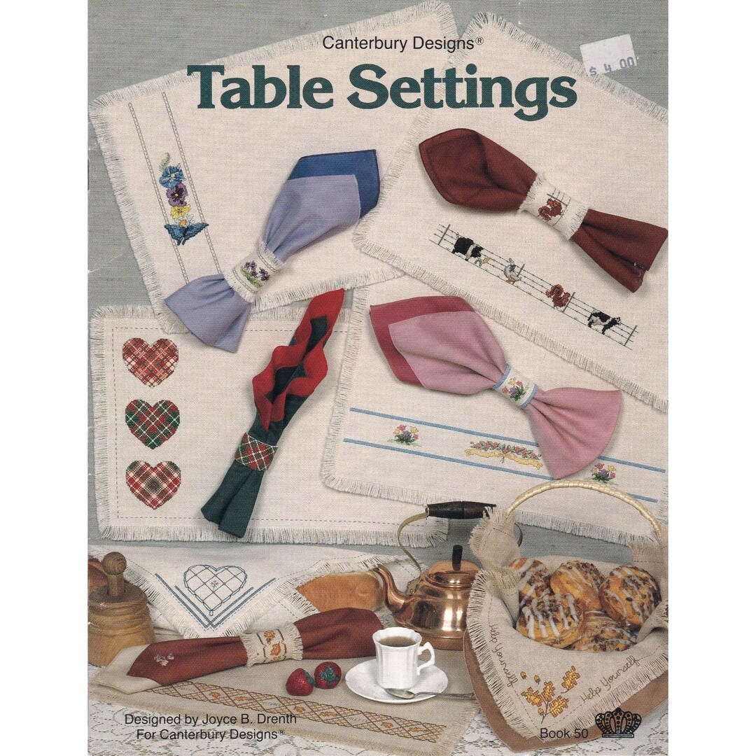 Vintage Cross Stitch Patterns, Table Settings by Joyce Drenth Book 50 ...