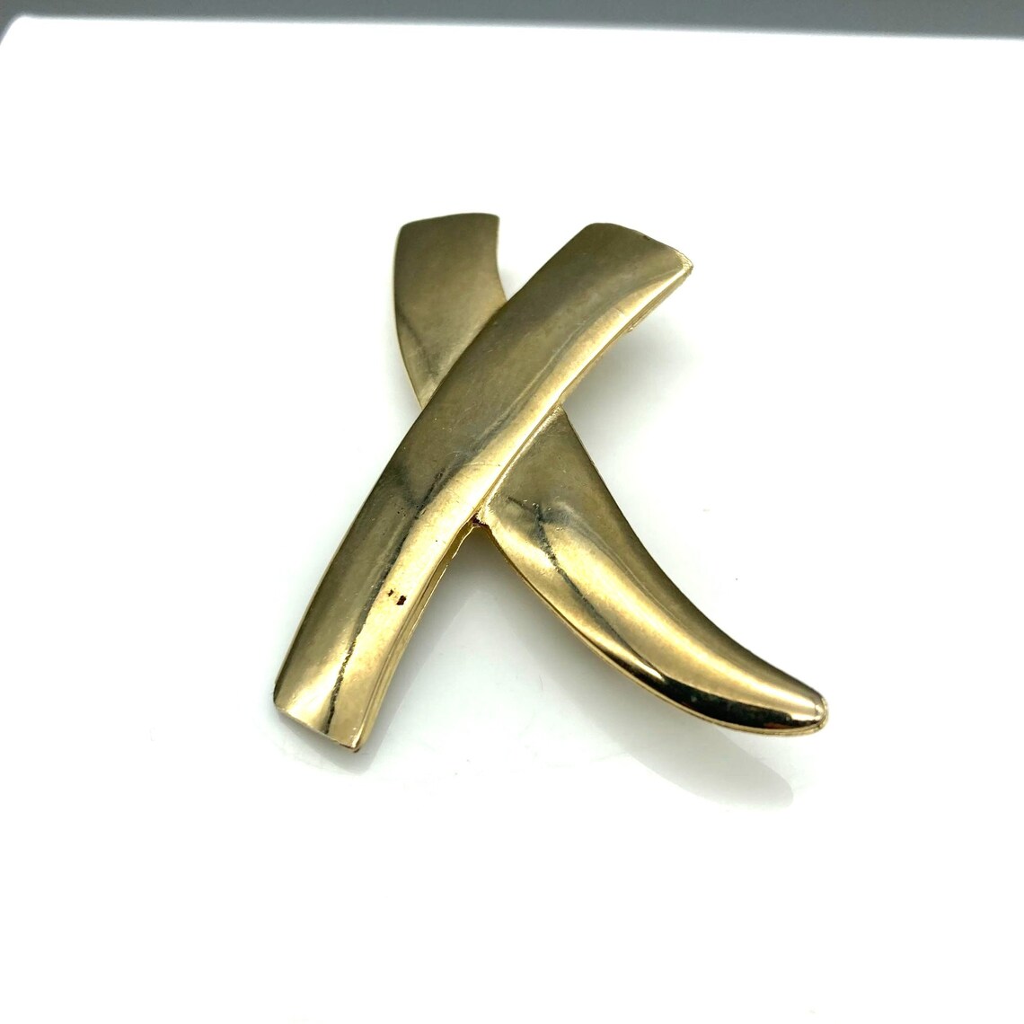 Vintage Stylized X Brooch, Gold Tone Kiss Lapel Pin, Fun Retro Fashion ...