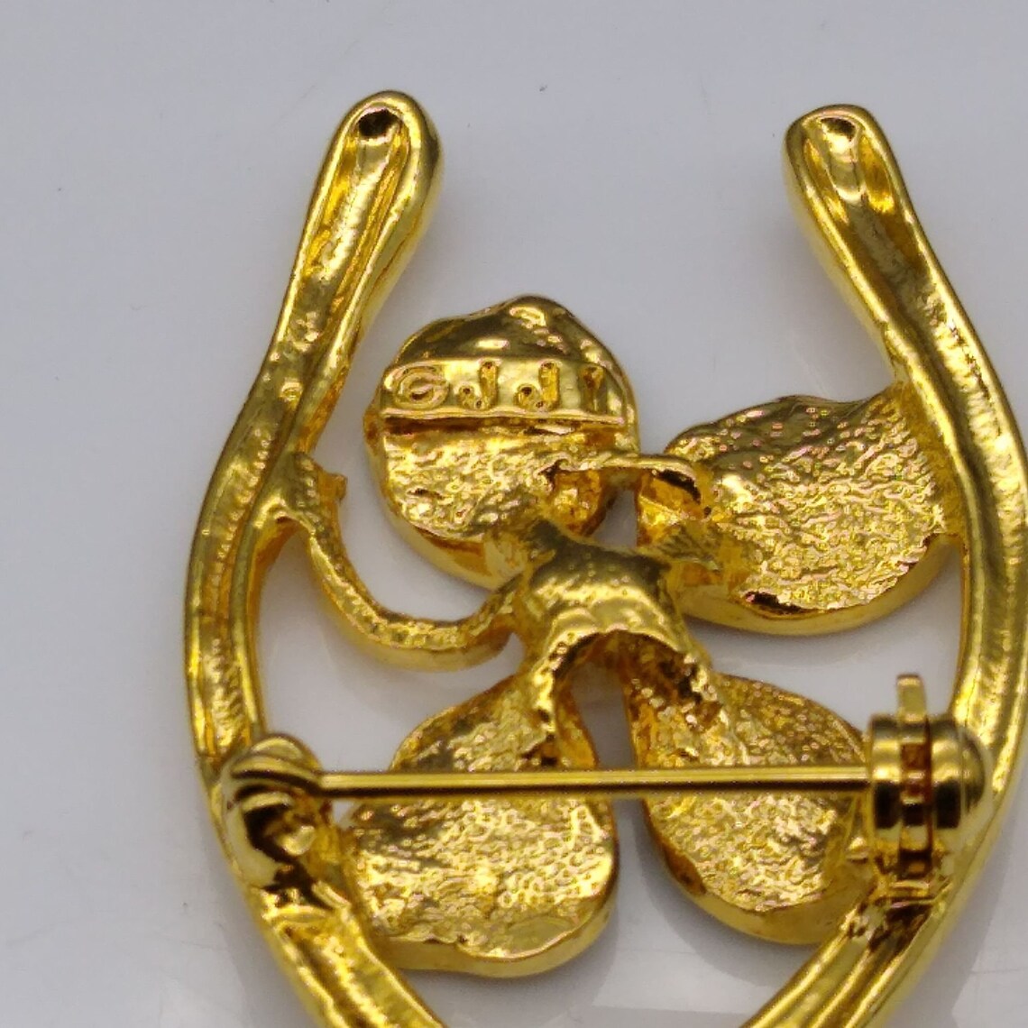 Vintage JJI Good Luck Brooch Gold Tone Wishbone Pin With - Etsy