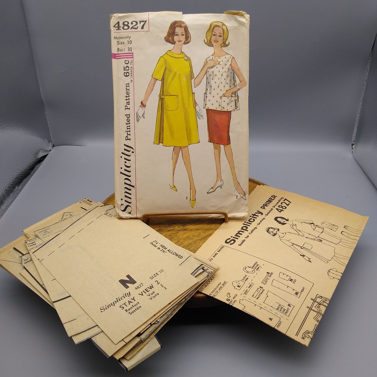 Vintage Sewing PATTERN Simplicity 4827, Women Maternity Dress Top and ...