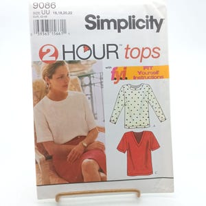 Vintage Simplicity 2-hour Tops Sewing Pattern 9086 Size UU 16-22 1994 ...
