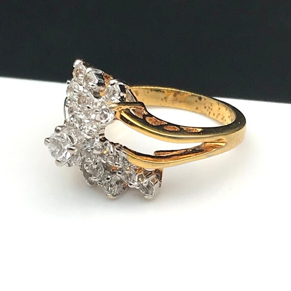 Vintage Ring RSC 18KGE CZ Cocktail Statement Ring wit… - Gem