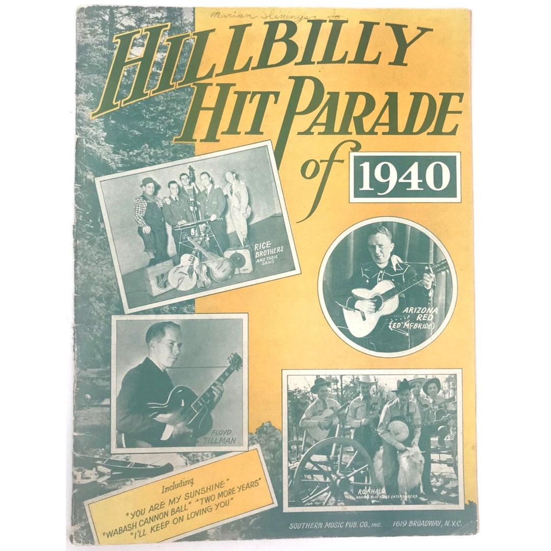Vintage Sheet Music, Hillbilly Hit Parade of 1940, Bluegrass Classics ...