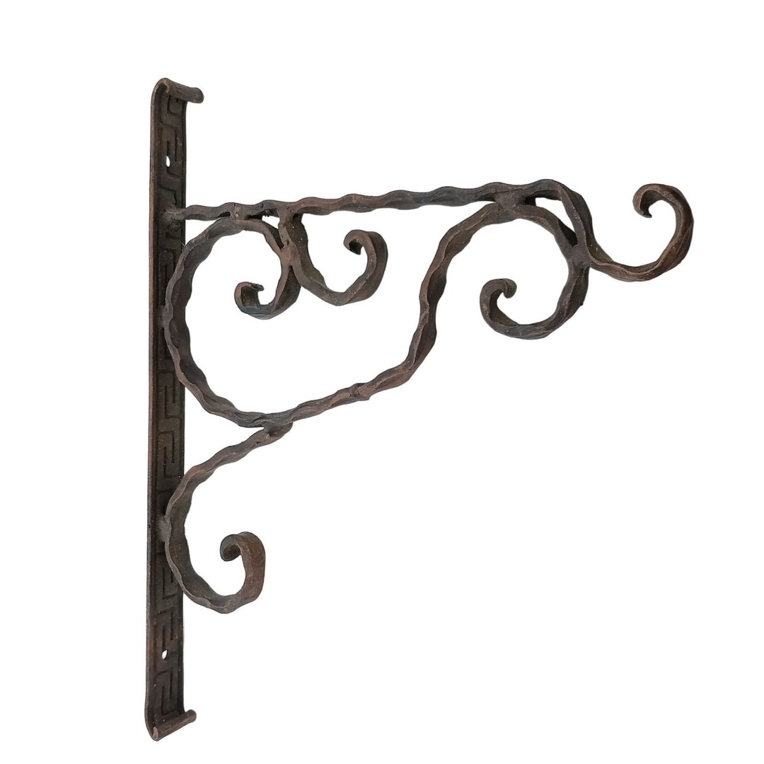Antique Ornate Wrought Iron Architectural Hook, Twisted Scrollwork ...