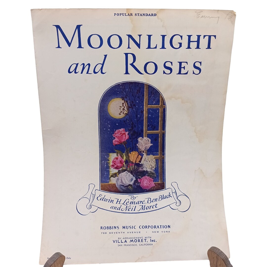 Vintage Sheet Music, Moonlight and Roses by Edwin H Lemare Ben Black ...