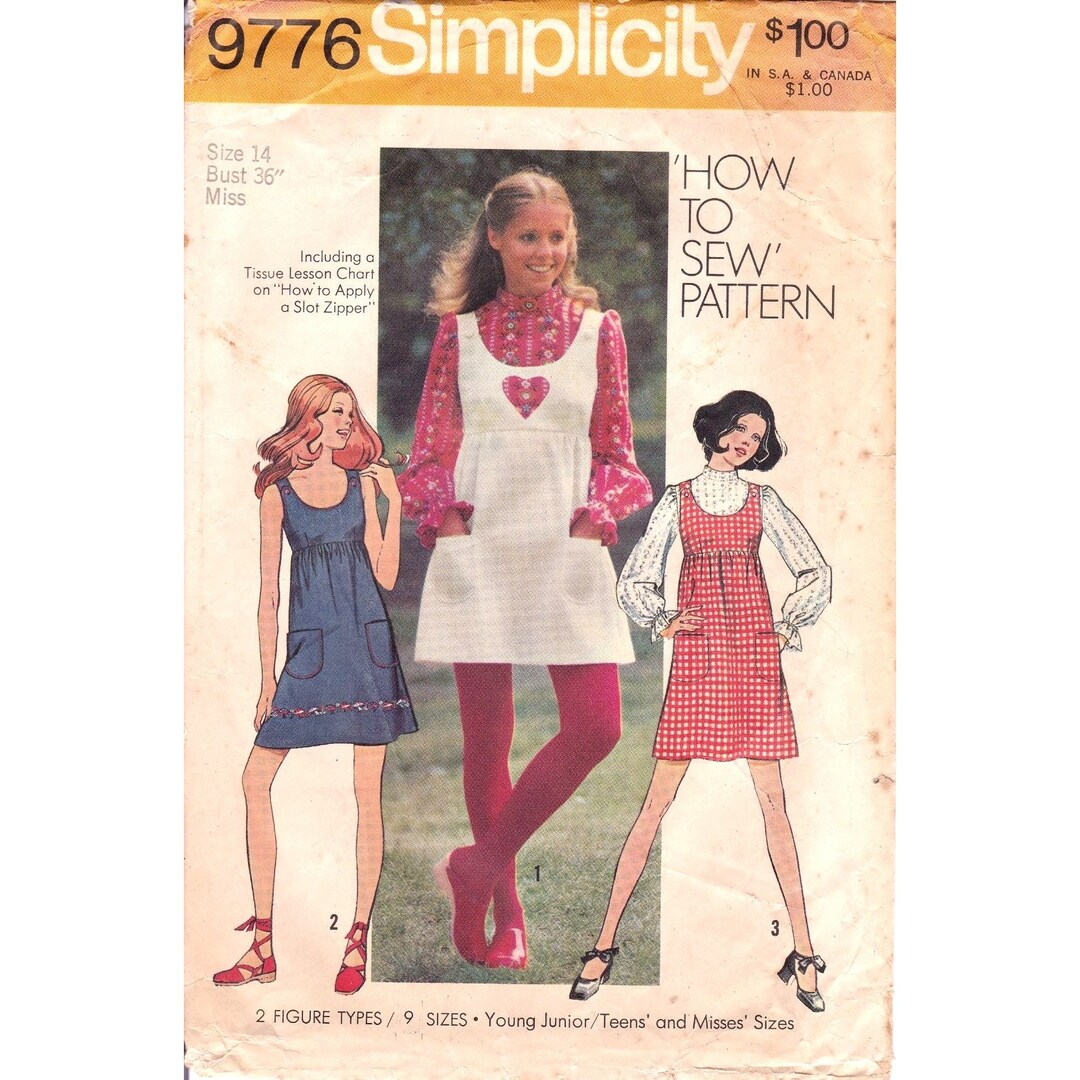 Vintage Sewing PATTERN Simplicity 9776, How to Sew 1971 Young Junior ...