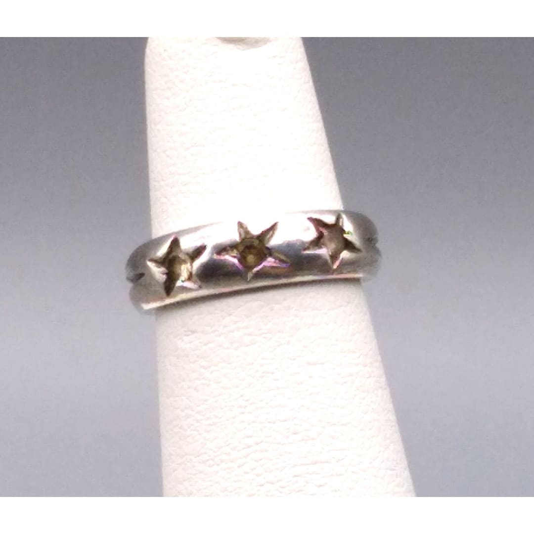 Vintage Star Set Clear Spinel Band Ring, Sterling Silver Trilogy ...