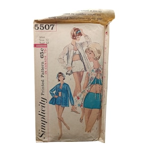 Vintage Simplicity 5507 Sewing Pattern Miss Size 12 Bust 32 Swimwear ...