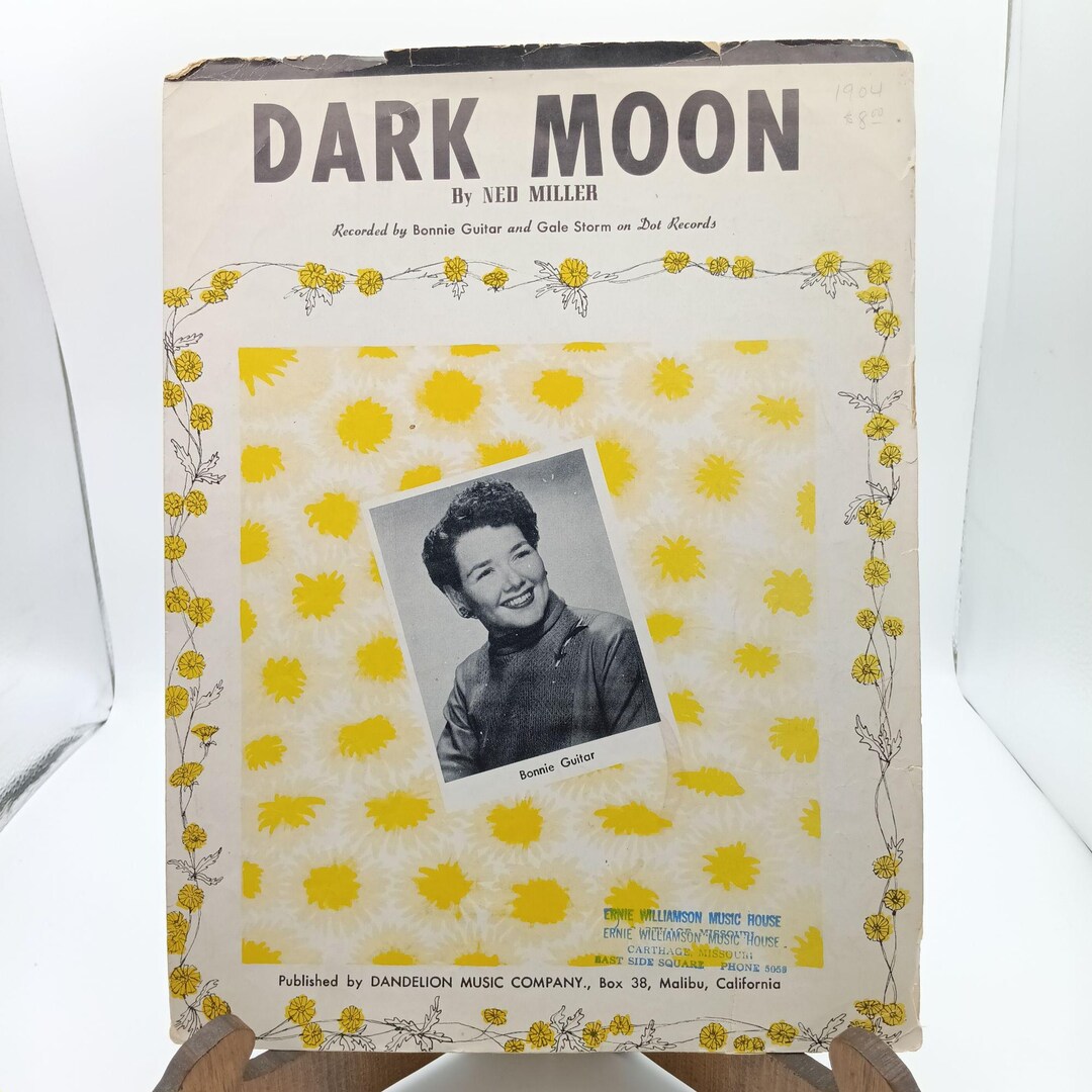 Vintage 1962 Dark Moon Sheet Music by Ned Miller Bonnie Guitar Cole ...