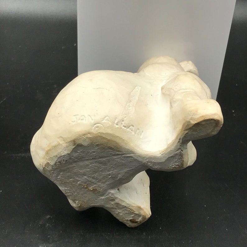 Vintage Jan Allan Chalkware Bulldog, White With Black Markings, Puppy ...