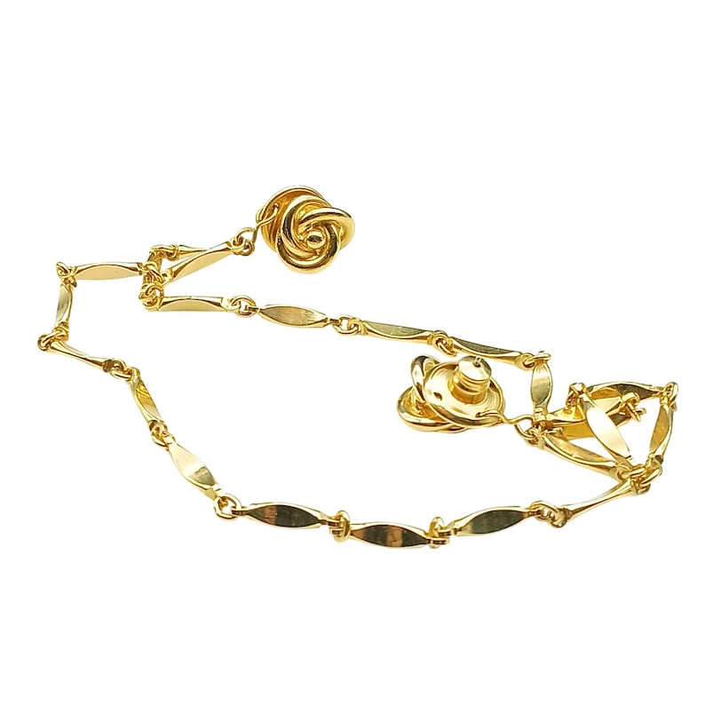 Vintage Sweater Guard With Love Knot Clasps and Double Strand Bar ...