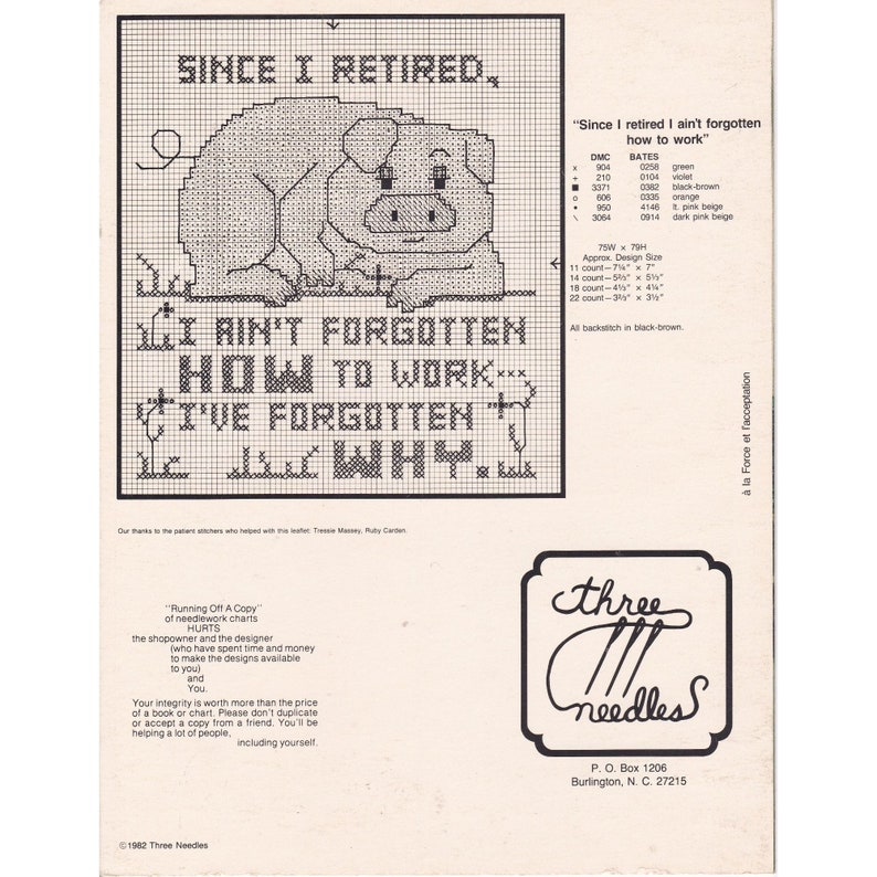 Vintage Cross Stitch Patterns Retirement Benefits by Three - Etsy