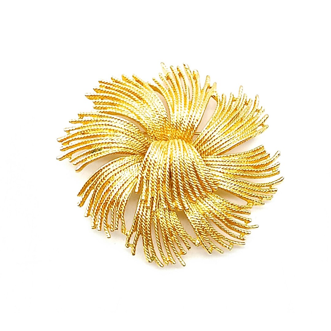 Vintage Monet Cordelia Brooch, Textured Gold Tone Statement Lapel Pin ...
