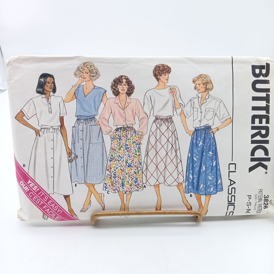 Vintage Sewing PATTERN Butterick 3826, Misses Classics 1986 Easy Skirt ...