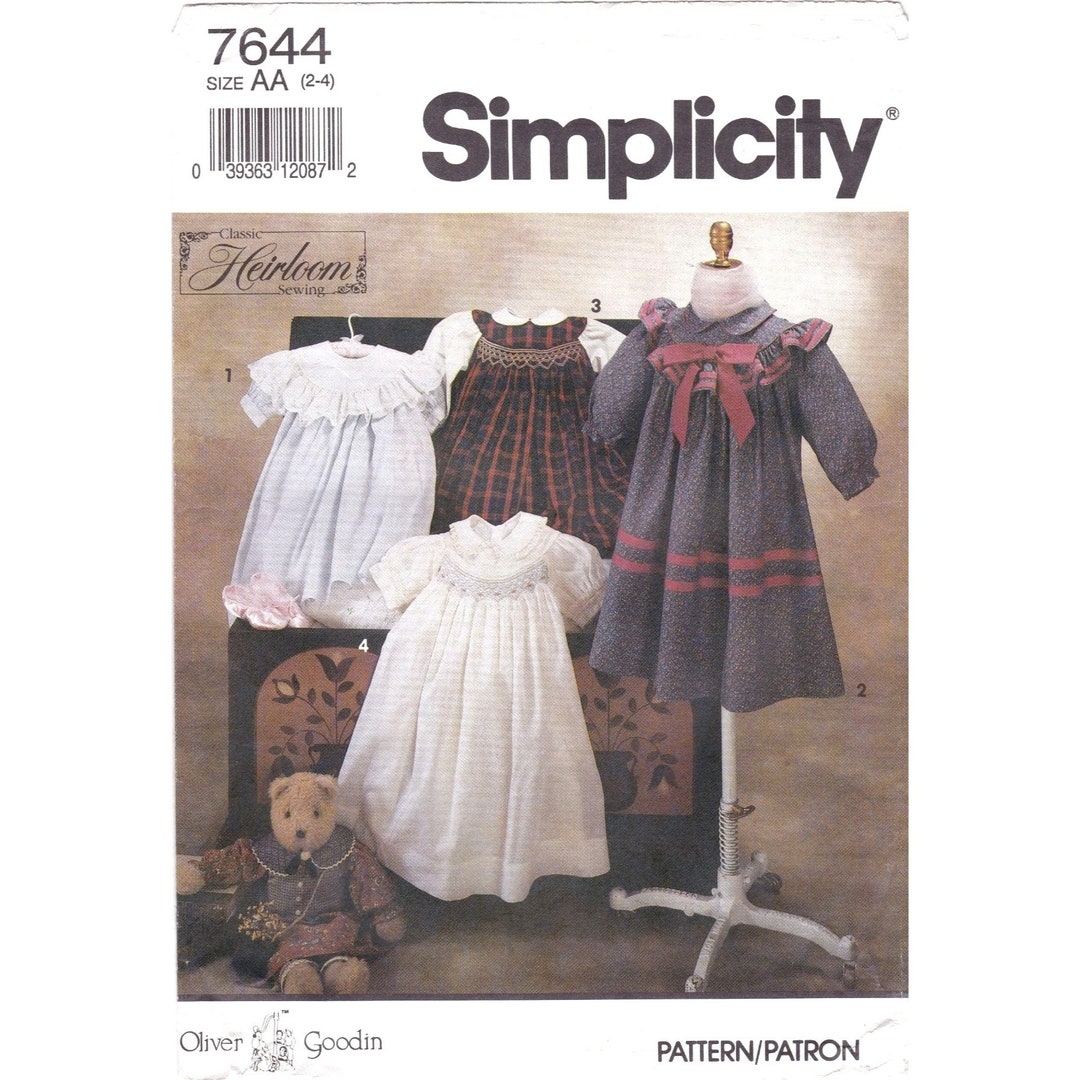 UNCUT Vintage Sewing PATTERN Simplicity 7644 Classic Heirloom 1991 ...