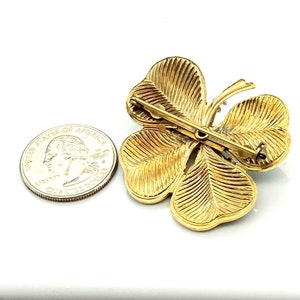 Vintage Green Shamrock Brooch, Lucky Four Leaf Clover Lapel Pin With ...