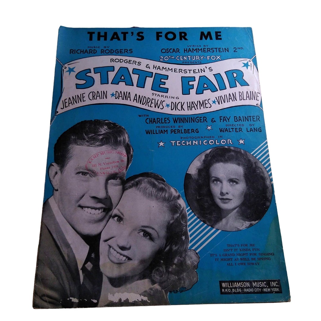Vintage Sheet Music, That's for Me, Rodgers and Hammerstein 1945 20th ...