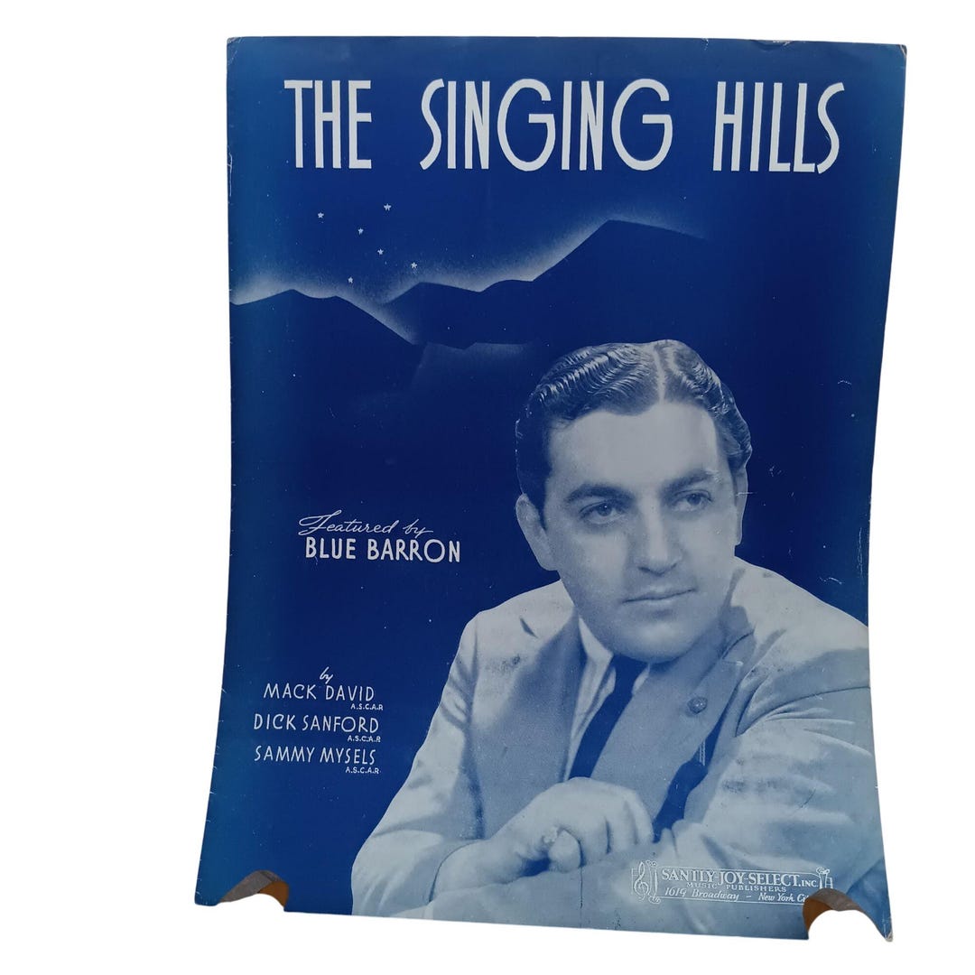 Vintage 1940s the Singing Hills Sheet Music by Mack David Dick Sanford ...