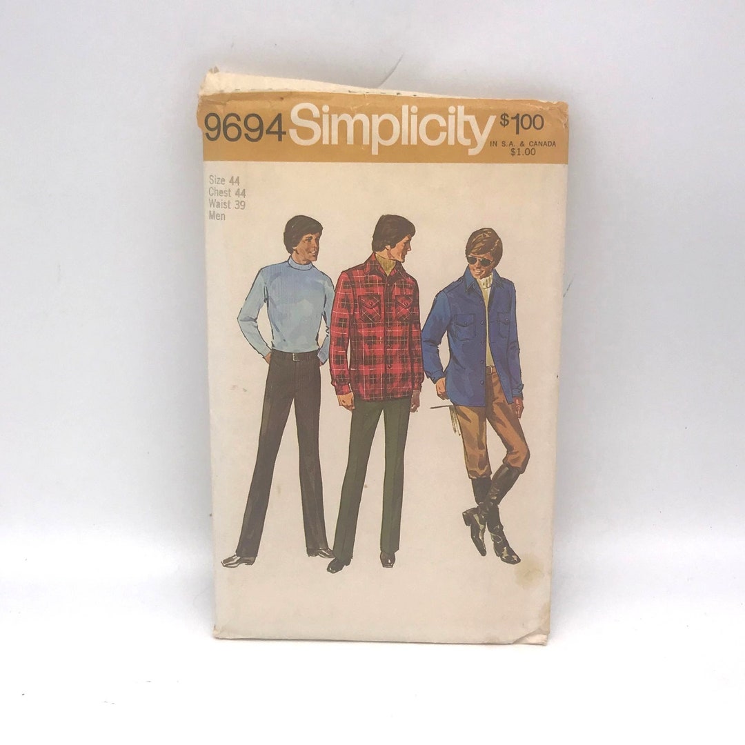 UNCUT Vintage Sewing PATTERN Simplicity 9694, Mens 1971 Pants and Shirt ...