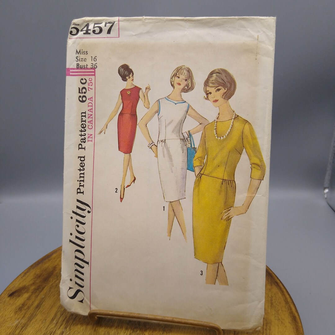 Vintage Sewing PATTERN Simplicity 5457, Misses and Junior 1964 One ...
