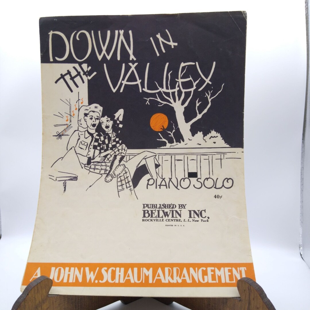 Vintage Sheet Music, Down in the Valley Piano Solo Arranged by John W ...