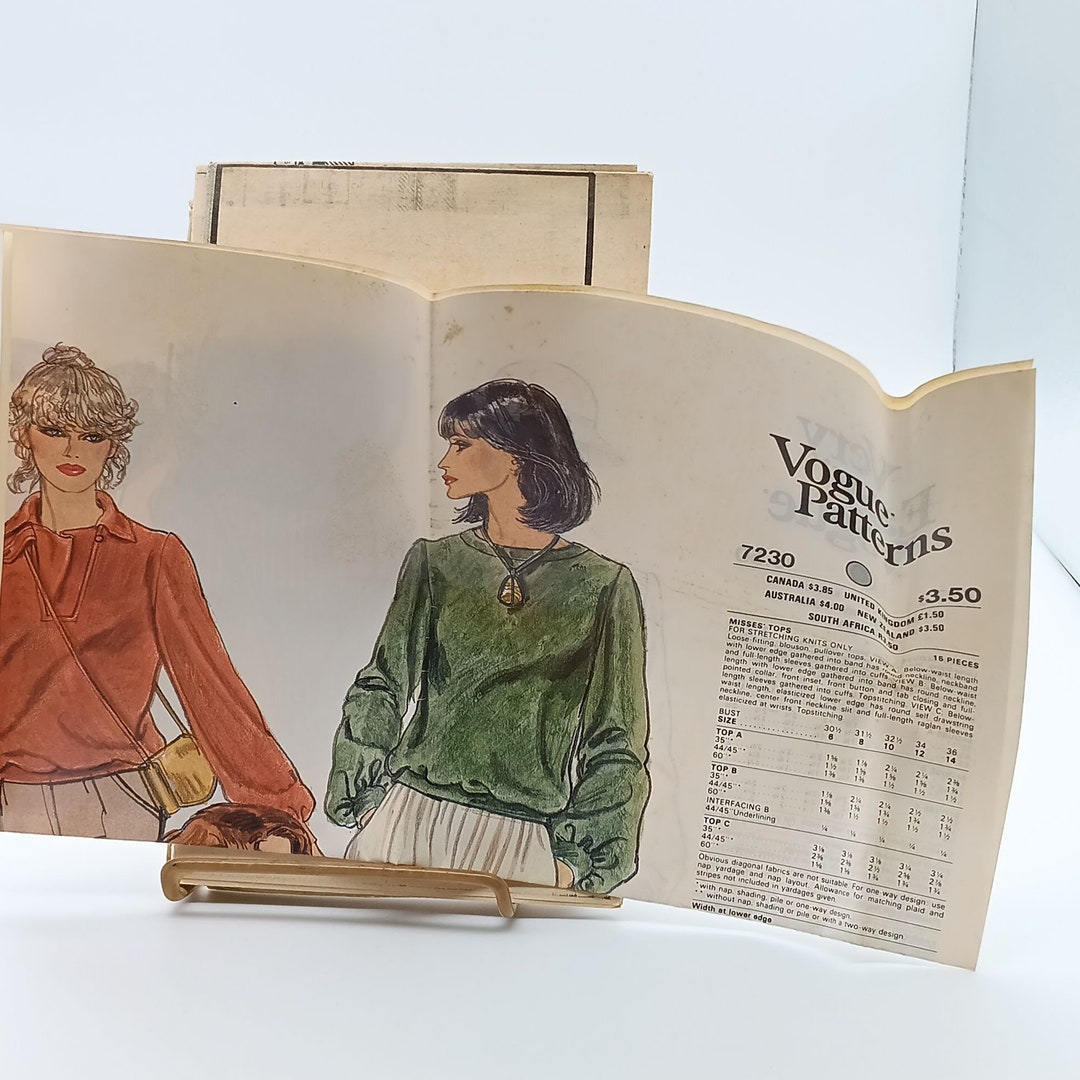 UNCUT Vintage Sewing PATTERN Vogue 7230, Ladies 1970s Tops for Stretch ...