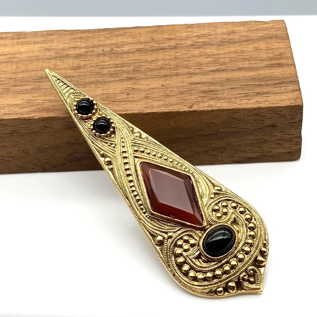 Ornate Teardrop Bar Brooch Elegant Vintage Lapel Pin With - Etsy