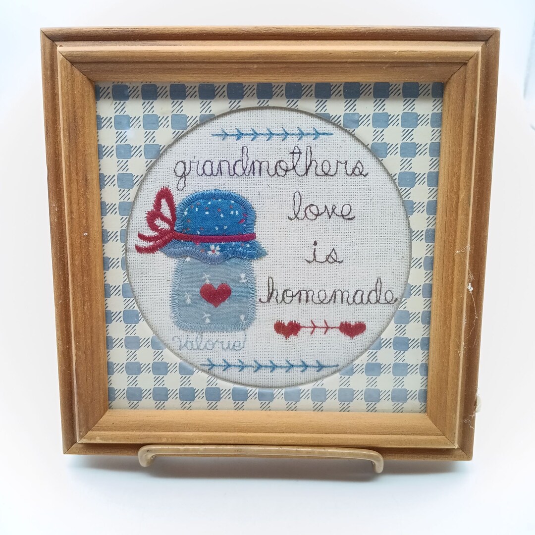 Vintage 1983 Grandma's Love is Homemade Cross Stitch Framed Art by ...