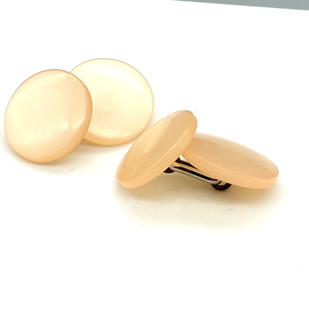 Vintage Moonglow Button Cuff Links, Round Linked Discs Double Sided ...