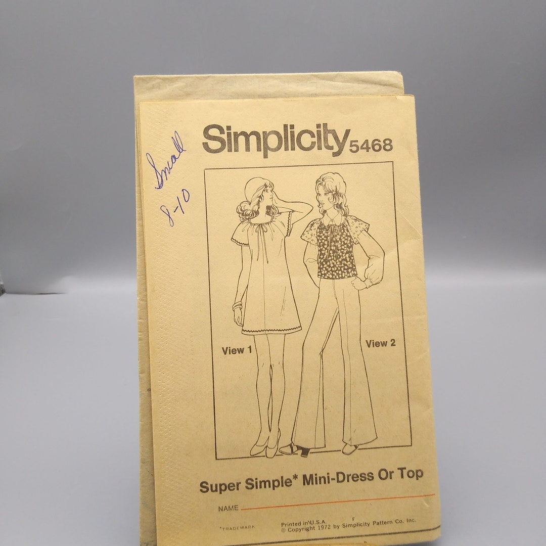 UNCUT Vintage Sewing PATTERN Simplicity 5468, Misses 1972 Super Simple ...