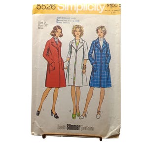 Vintage Simplicity 5526 Sewing Pattern Misses Slimmer Look Coat Size 14 ...