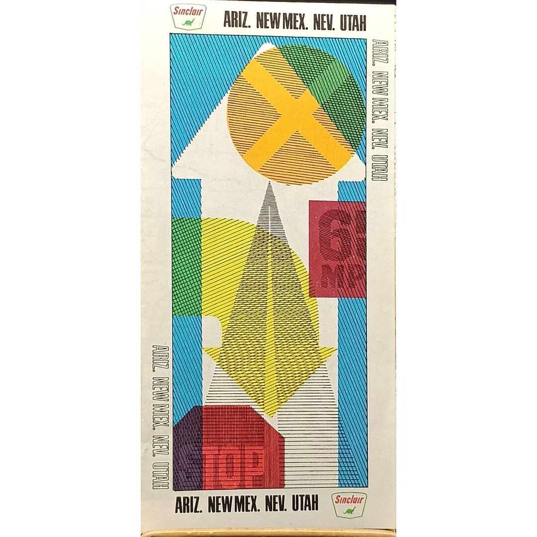 Vintage Sinclair Road Map Arizona New Mexico Nevada Utah 1960s Gas ...