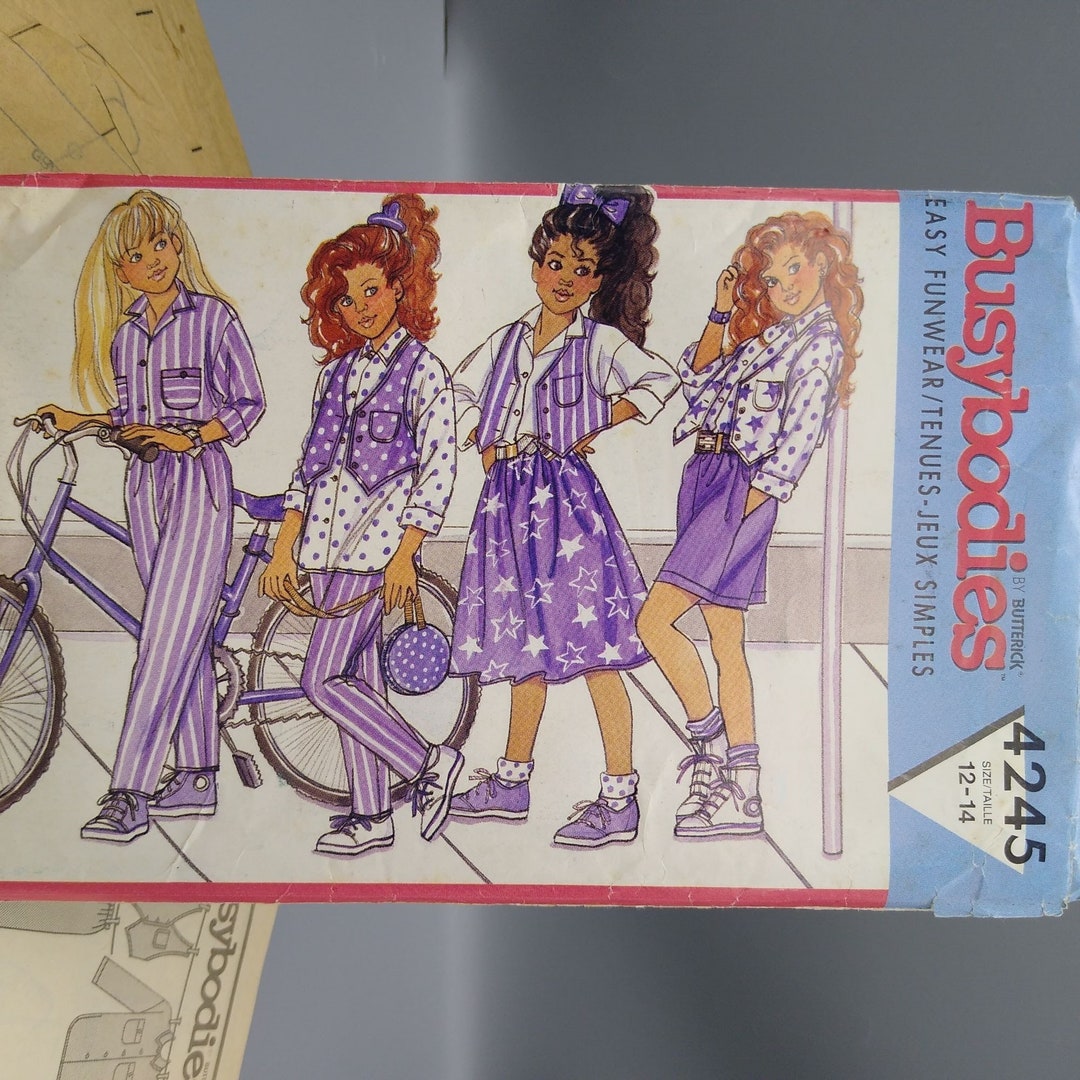 Vintage Sewing PATTERN Butterick 4245, Girls Busybodies 1989 Vest Shirt ...