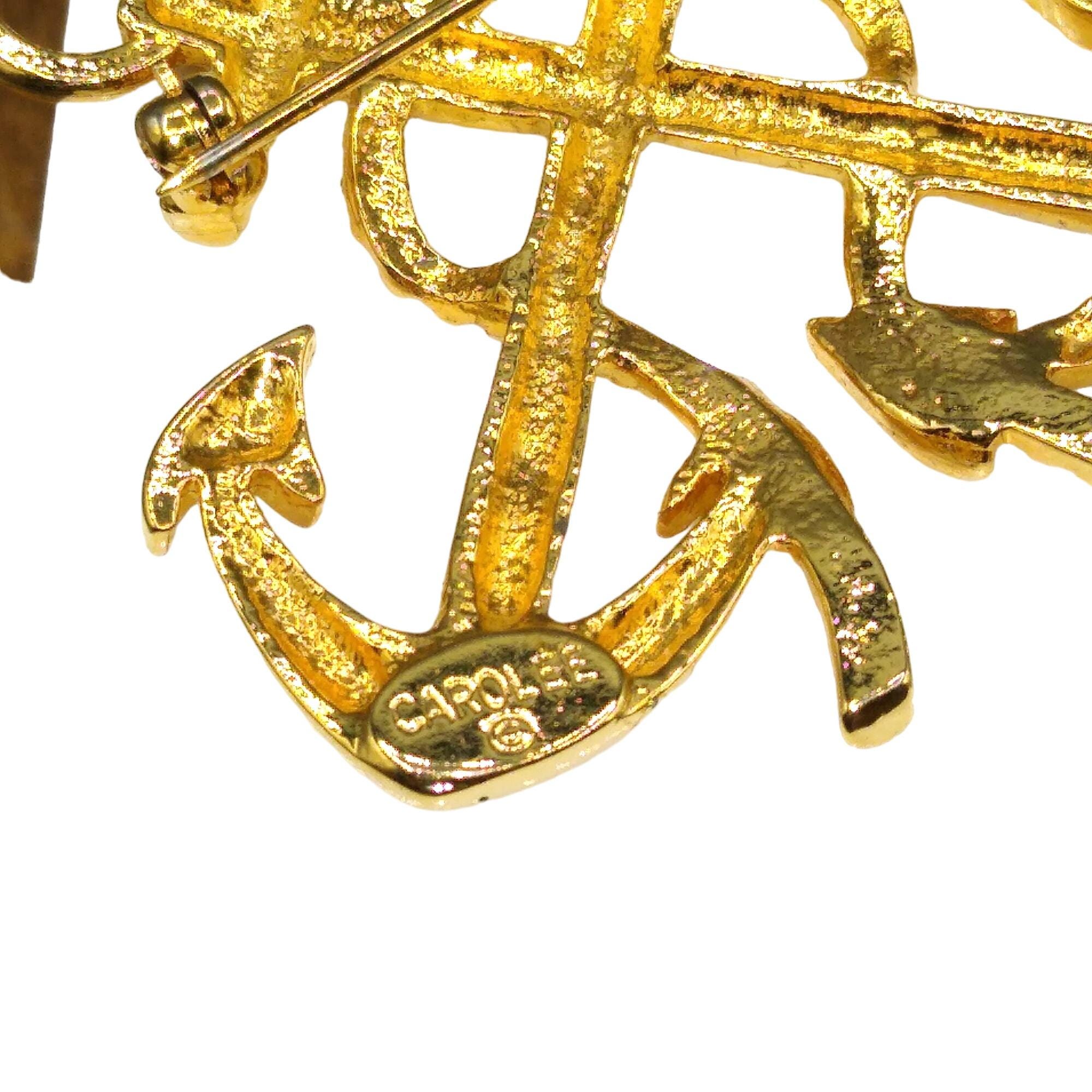 Vintage Carolee Anchors Away Brooch, Gold Tone Nautical Pin - Etsy