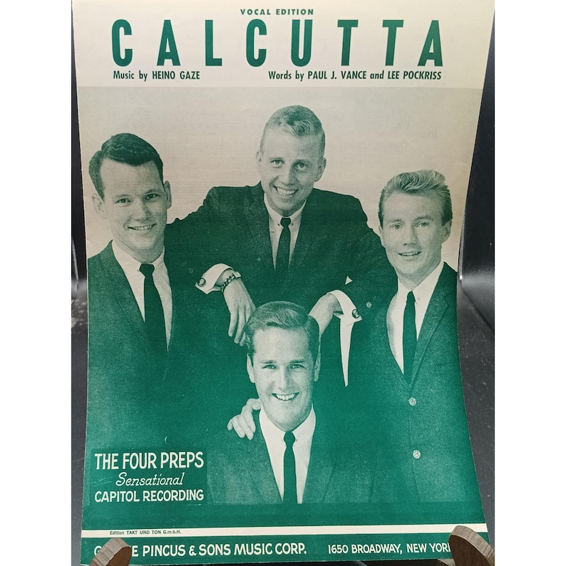 Vintage 1960s Calcutta Sheet Music by Heino Gaze - Etsy