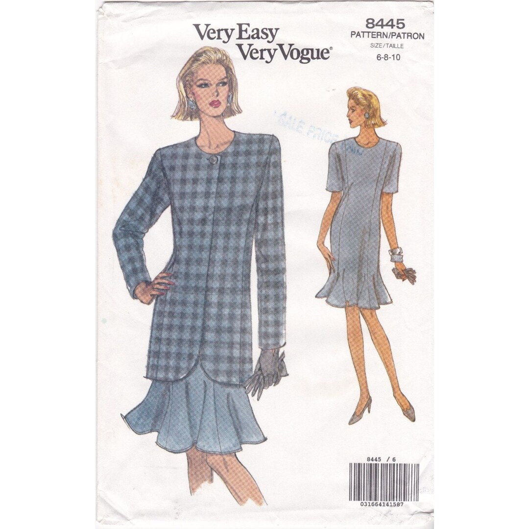 UNCUT Vintage Sewing PATTERN Very Easy Very Vogue 8445, Misses Petite ...