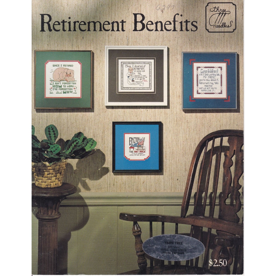 Vintage Cross Stitch Patterns, Retirement Benefits by Three Needles ...