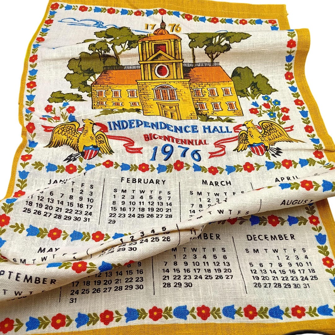 Vintage 1976 Independence Hall Bicentennial Linen Calendar Towel - Etsy