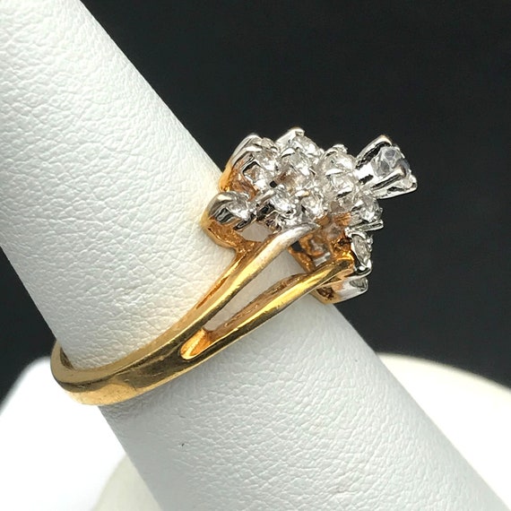 Vintage Ring RSC 18KGE CZ Cocktail Statement Ring wit… - Gem