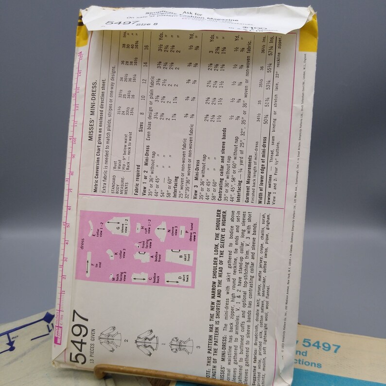 Vintage Sewing PATTERN Simplicity 5497 Women 1973 Mini Dress - Etsy
