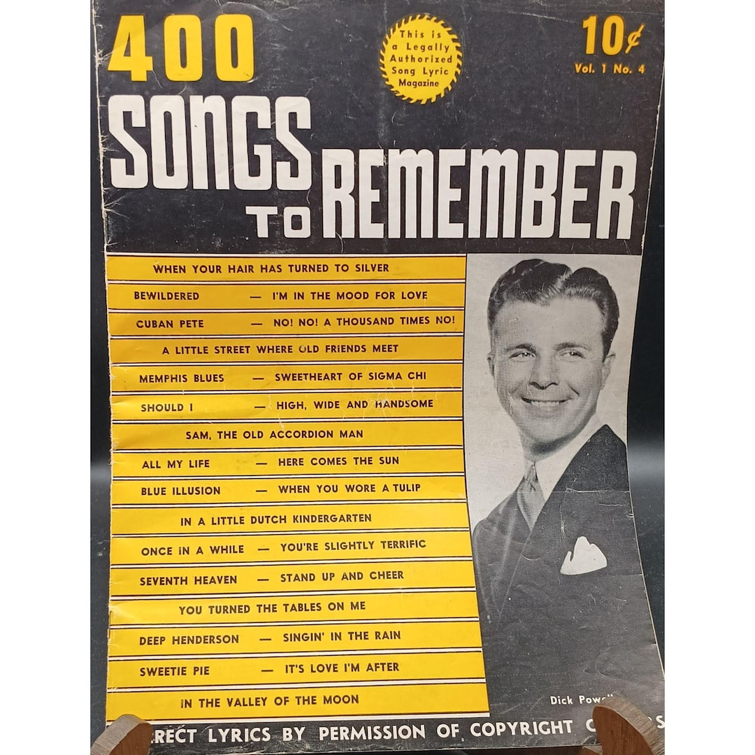400 Songs to Remember Sheet Music Book Vol 1 No 4 1940s Vintage Lyrics ...