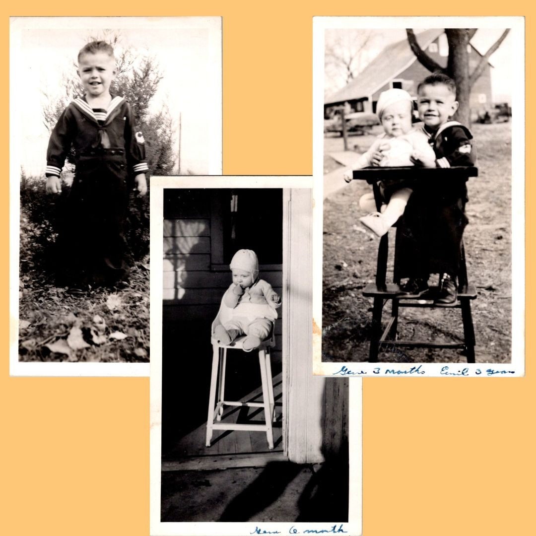 Vintage Siblings Snapshot Lot, Set of 3 Black and White Photos of Same ...