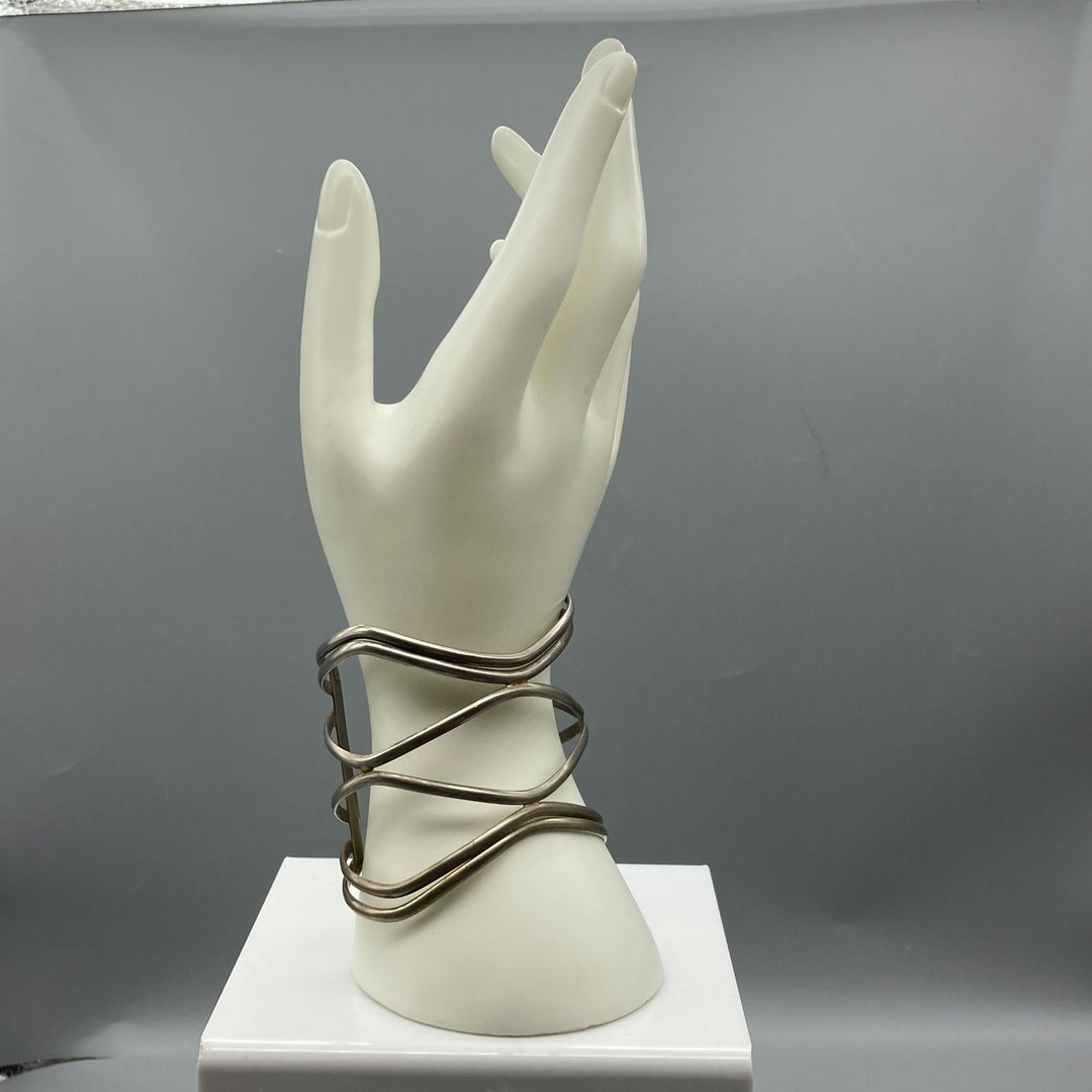 Vintage Mexico Sterling Silver Gauntlet Cuff Bracelet, Three Row ...