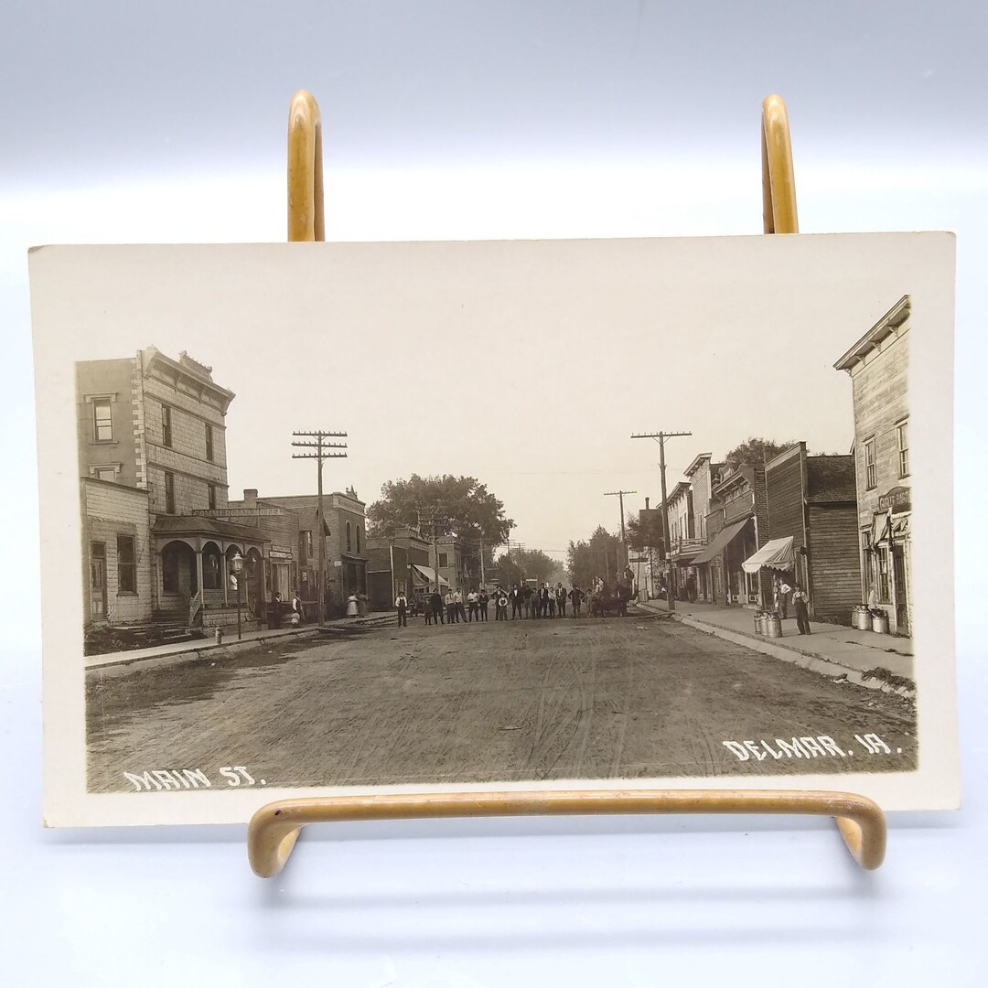 Antique Kruxo RPPC Real Photo Postcard Delmar Iowa Main Street, Midwest ...