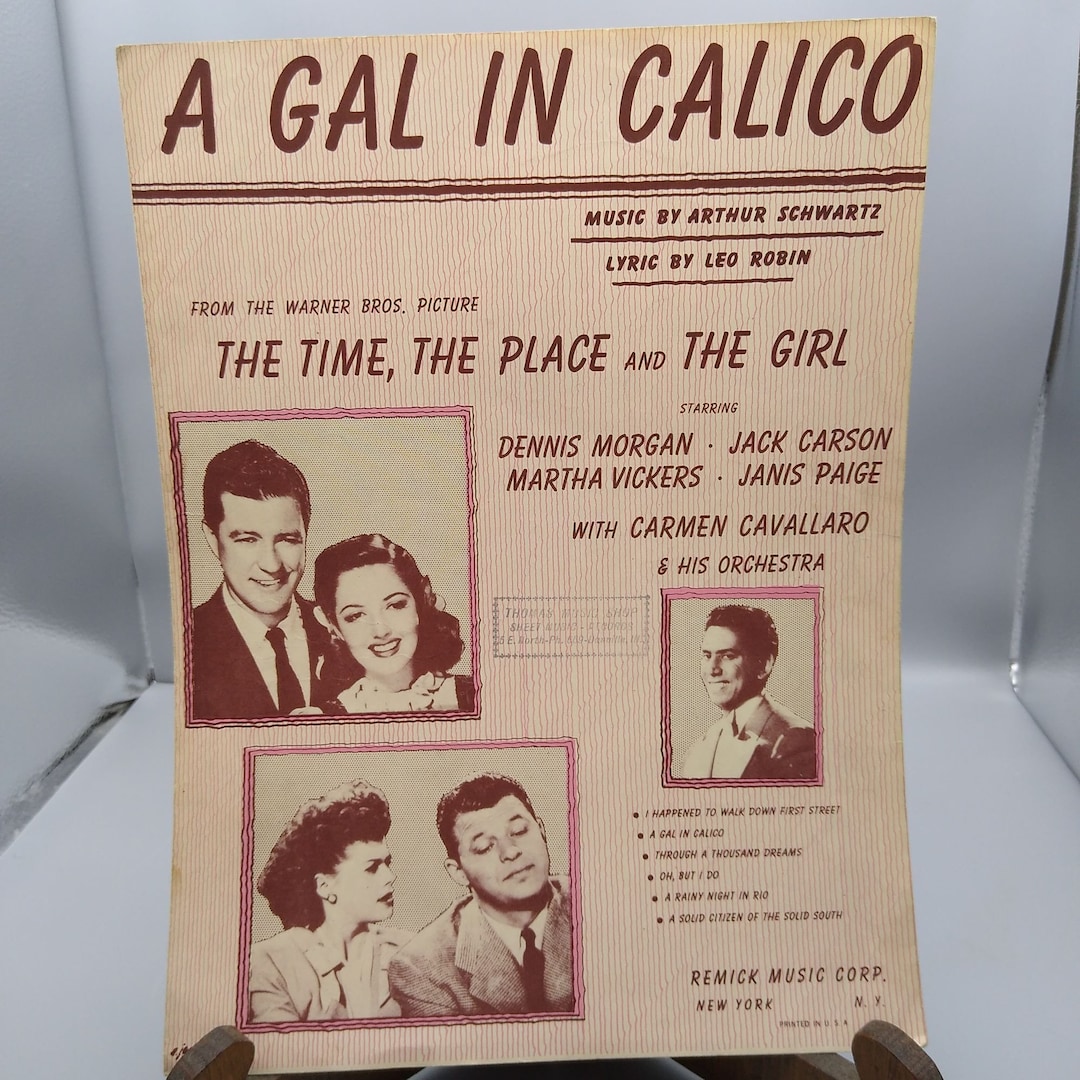 Vintage Sheet Music, A Gal in Calico by Arthur Schwartz and Leo Robin ...