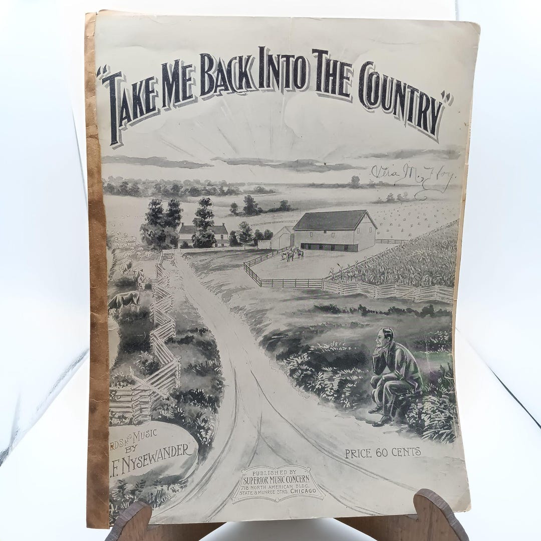 Vintage 1898 "take Me Back Into the Country" Sheet Music by F ...